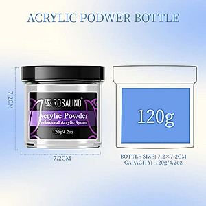 ROSALIND 4.2oz Clear Acrylic Nail Powder Clear Nail Acrylic Powder for Nail Acrylic Extension Professional Polymer Nail Acrylic Powder Clear Nails carving French Nail Extension, No Nail Lamp Needed