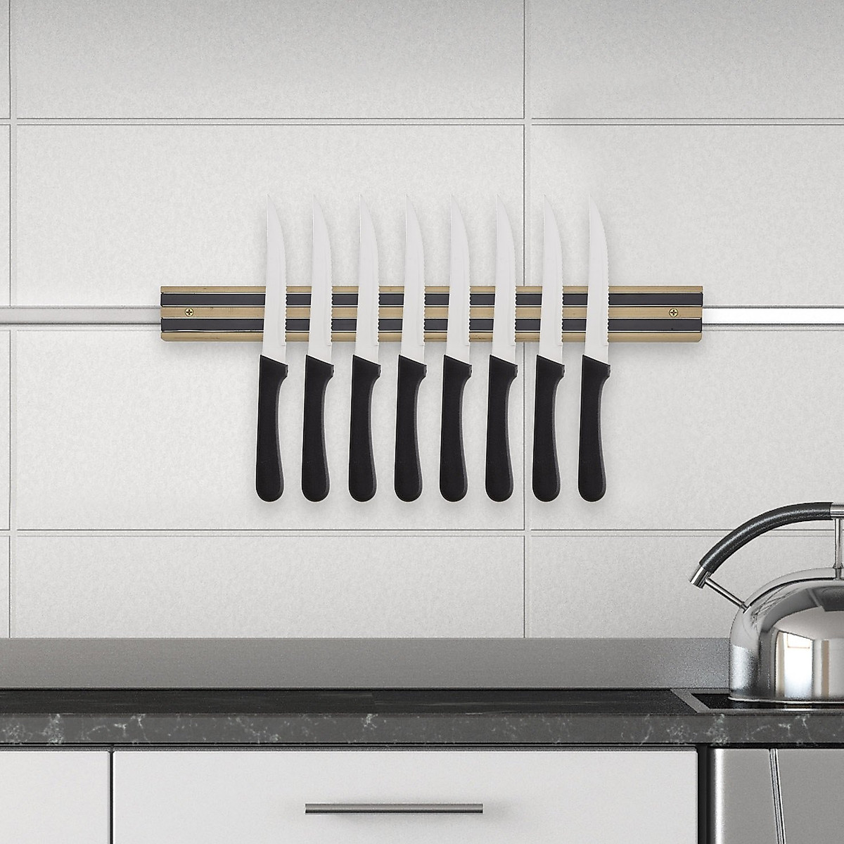 Steak Knives Serrated Set, Restaurant Quality, Stainless Steel, 4.25-Inch, Pointed Tip (8)