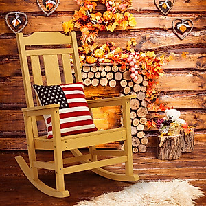 hOmeHua Patio Rocking Chair, All Weather Resistant Outdoor Indoor Fade-Resistant Patio Rocker Chair，Stable Durable Smooth Rocking, Comfortable Easy to Maintain, Load Bearing 350 lbs - Yellow