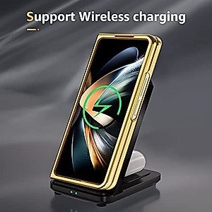 MATEPROX Compatible with Samsung Galaxy Z Fold 4 Case, Slim Thin Lightweight Protective Phone Case with Electroplated Frame Transparent Back for Samsung Galaxy Z Fold 4 5G(Gold)