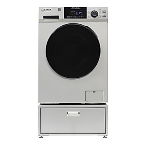 Equator Combo Washer Dryer VENTED-DRY 30% Faster than Condense 110V 15lb 1400RPM + Pedestal ADA (Silver)