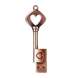 GARRULAX USB Flash Drive, 8GB / 16GB / 32GB / 64GB USB 2.0 Metal USB Memory Stick Date Storage Pendrive Thumb Drives (Heart Key, 32GB)