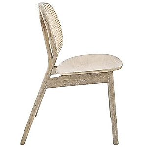 Modway Malina Wood Cane Rattan in Gray, Dining Side Chair