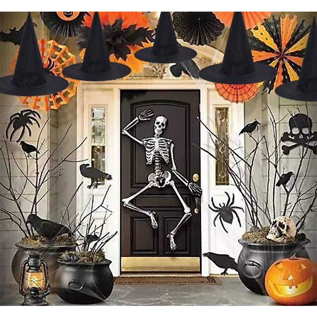 16 pcs Halloween Black Witch Hat for Party Masquerade Cosplay Costume Accessory Daily for Halloween Carnival Party Black