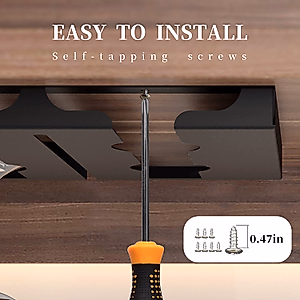 WSVILLE Wine Glass Rack - Under Cabinet Stemware Rack, Wine Glass Holder Glasses Storage Hanger Stainless Steel Material for Kitchen,Bar,Restaurant,Screw Install, Black