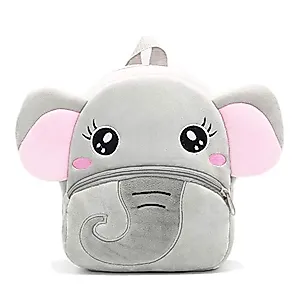 NICE CHOICE Cute Toddler Backpack Toddler Bag Plush Animal Cartoon Mini Travel Bag for Baby Girl Boy 2-6 Years(Grey Elephant)