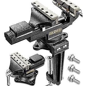 Dual-Purpose Bench Vise 3.3" Universal with Multifunctional jaw, 360° Swivel Clamps on Vise, Multi-functional Combined Vise with Quick Adjustment, Movable Home Vice for Woodworking