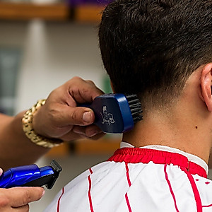 JOHNNY B. Professional Compact Barber Brush, Soft Nylon Bristles (Blue)