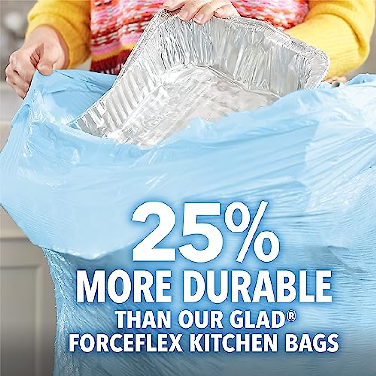 Glad ForceFlex MaxStrength Tall Kitchen Drawstring Trash Bags, 13 Gallon, Beachside Breeze with Febreze Freshness, 34 Count