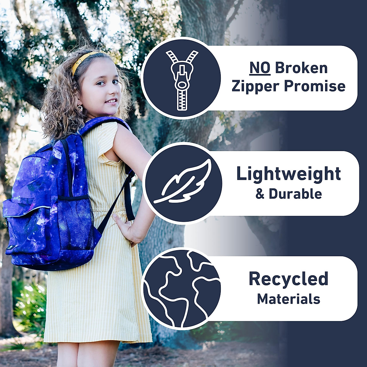 Fenrici Galaxy Backpack for Girls, Boys, Kids, Teens, Recycled School Bag With Padded Laptop Compartment, Ideal for Everyday Use and Travel - 17 Inches, Galaxy Purple