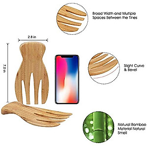 Salad Servers Bamboo Serving Tosser Server Claws Wooden Server Claws Stylish Design Best for Serving Salad, Pasta, Fruit On Your Kitchen Counter Pack of 2