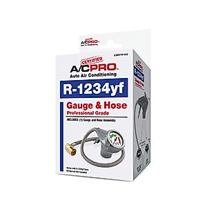 InterDynamics Certified AC Pro Car Air Conditioner R1234YF Refrigerant Gauge and Hose, Reusable AC Recharge Kit, 72 in