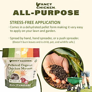 Fancy Chicken All-Purpose Manure - 5lbs Pelleted Dried Organic Chicken Manure | All-Natural Plant Food | Ideal for Vegetables Plants Fruits Trees Lawn Gardening & Farming | USDA Organic