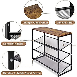 Garden 4 you 2PC 4-Tiers Shoe Storage Freestanding Organizer Modern 25.2 IN Tilting Adjustable Shoe Rack, Stable, Durable For High Heels, Entryways, Hallways, Closets, Dormitory Rooms, Brown