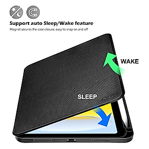 ProCase Smart Case for 2022 iPad 10th Generation Case with Pencil Holder, Slim Stand Protective Folio Book Cover for iPad 10.9 inch 2022 A2696 A2757 A2777-Black