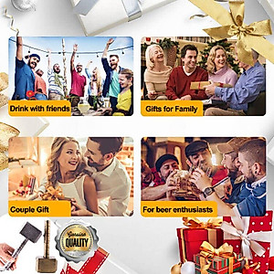 VEADOOLLY Thor Hammer Beer Bottle Opener with Magnetic Cap for Attachment Fridge Door, Stainless Steel Automatic Beer Bottle Opener Ideal for Home, Bar, and Kitchen - Gift for Beer Lovers (Gold)