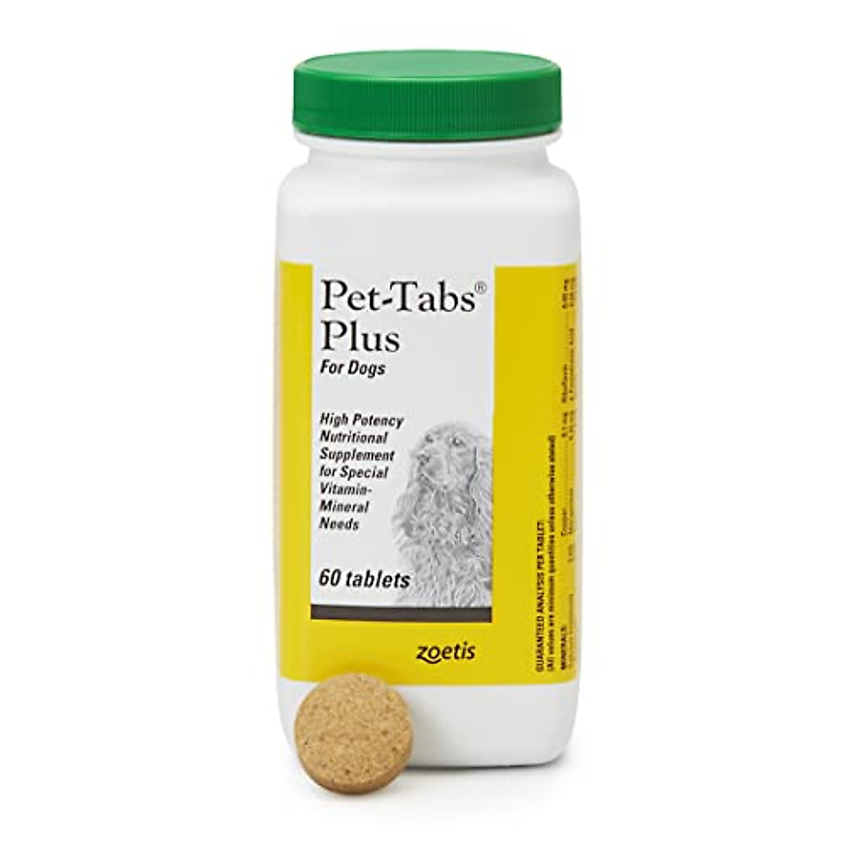 Pet-Tabs Plus Multivitamin and Mineral Supplement for Dogs with Special Nutritional Needs, Chewable Tablet, 60 Count Bottle