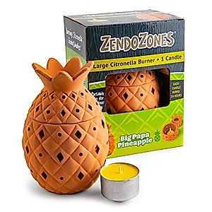 ZendoZones Big Papa Pineapple Citronella Candle Burner – 8-Hour Protection, Decorative Mosquito Repellent for Patios & Outdoor Spaces