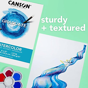Canson Graduate Watercolor Pad, Foldover, 9x12 inch, 20 Sheets | Artist Paper for Adults and Students - Painting, Gouache, Mixed Media and Ink