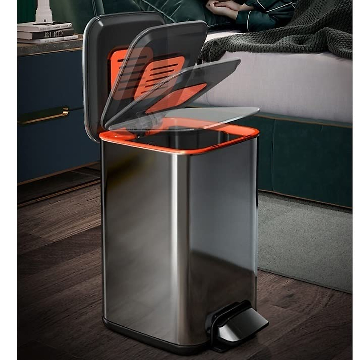 n/a Stainless Steel Big Kitchen Bathroom Trash Can Recycle Storage Waste Bin Bedroom Trash Can Garbage Bin