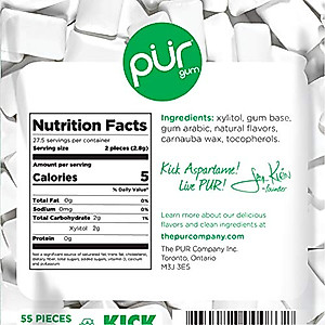 PUR Gum Spearmint, 55Count, 3 Pack