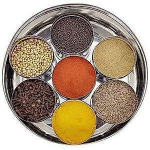 WhopperIndia Stainless Steel Spice box 7 compartments With Clear Screen & Clear Lid With Spoon and Airtight Lid