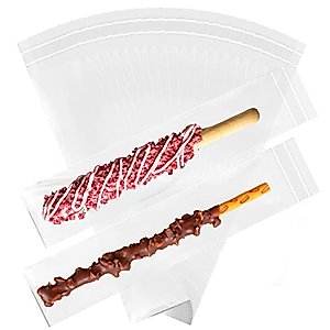Easter Candy Bags, 2x10 Inch Pretzel Rods Bags, Plastic Cellophane Treat Bags for Chocolate Bars, Individual Treat, Brush, Easter Stickers Gift, Self Adhesive Sealing Plastic Cello Bags