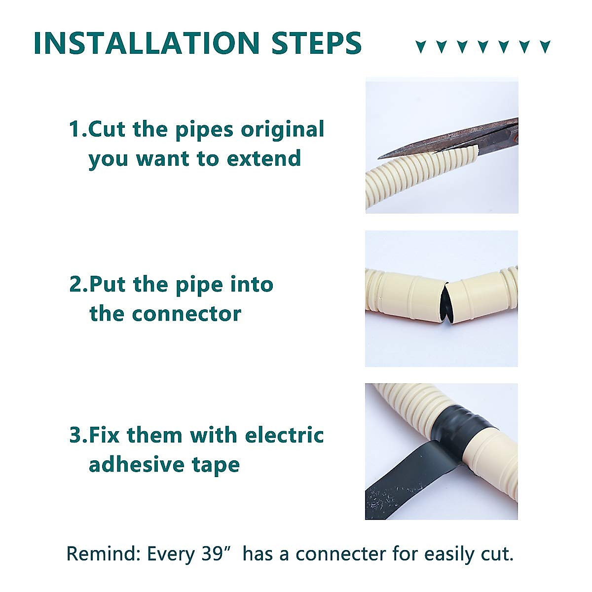 Daisypower 164Ft Air Conditioner Drain Hose Pipe, for Mini-Split Ductless AC, Heat Pump System,Cooling Only.5/8 ID