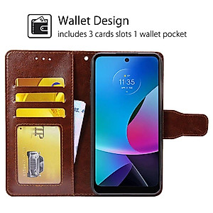 Compatible with Motorola Moto G Play (2023) Wallet Case,Flip Folio Book PU Leather Phone case Shockproof Cover Women Men for Motorola Moto G Play (2023) Case 6.5" (Brown)