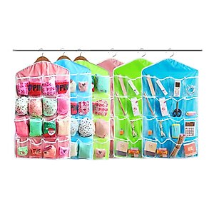Inspiration 16-Pocket Hanging Closet Organizer Jewelry and Accessories Organizer, Bra Underwear Socks Ties Hanging Organizer,Shower Caddies Random color Vinyl (6 Pack)