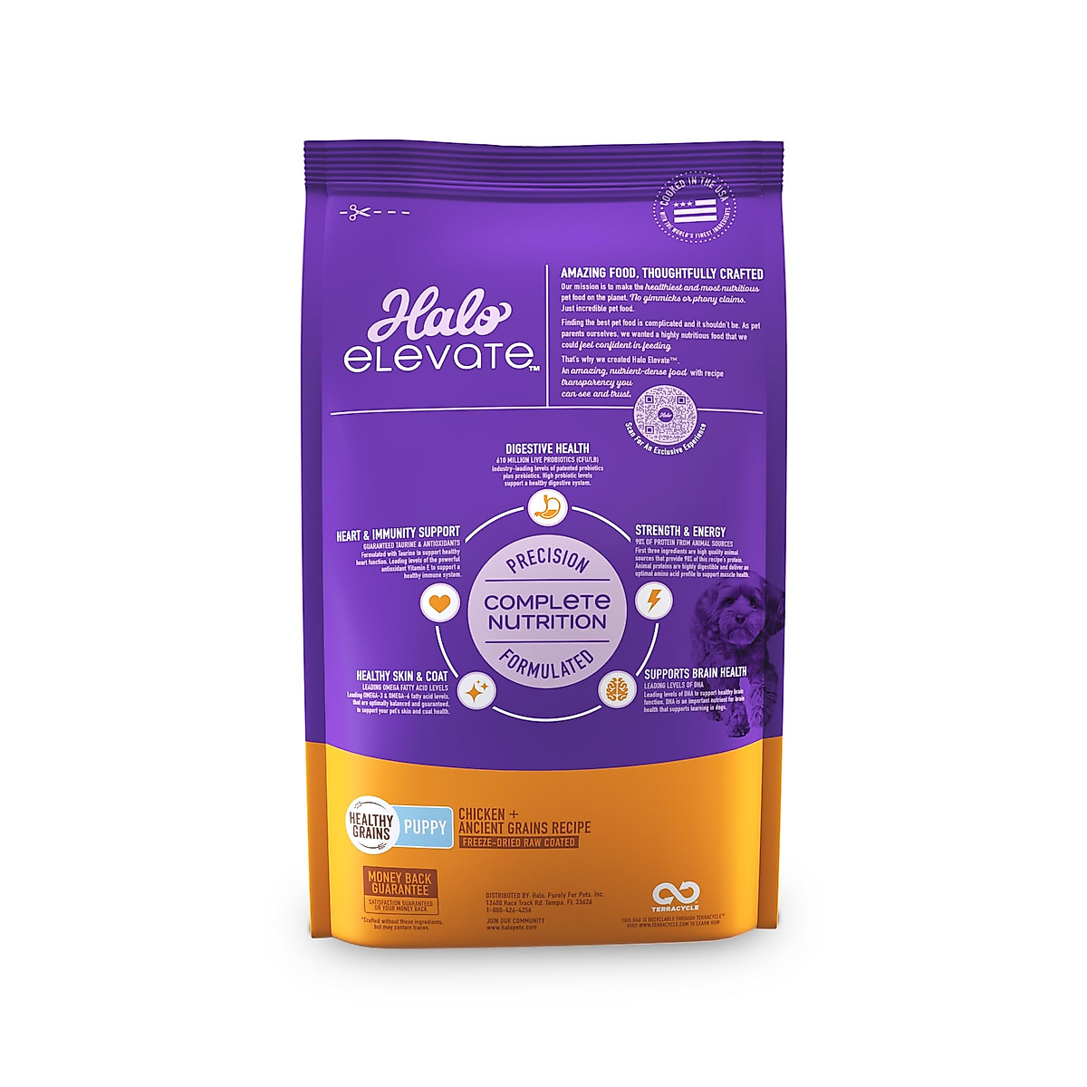 HALO Elevate Dry Dog Food, Healthy Grains Chicken Recipe, Puppy Formula, 3.5lb
