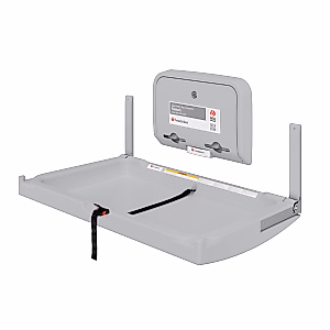 Foundations Elements Horizontal Wall Mounted Baby Changing Station and Liner Dispenser for Commercial Restrooms, Easy to Install, Meets All Safety Standards in USA, Canada & Europe (Gray)