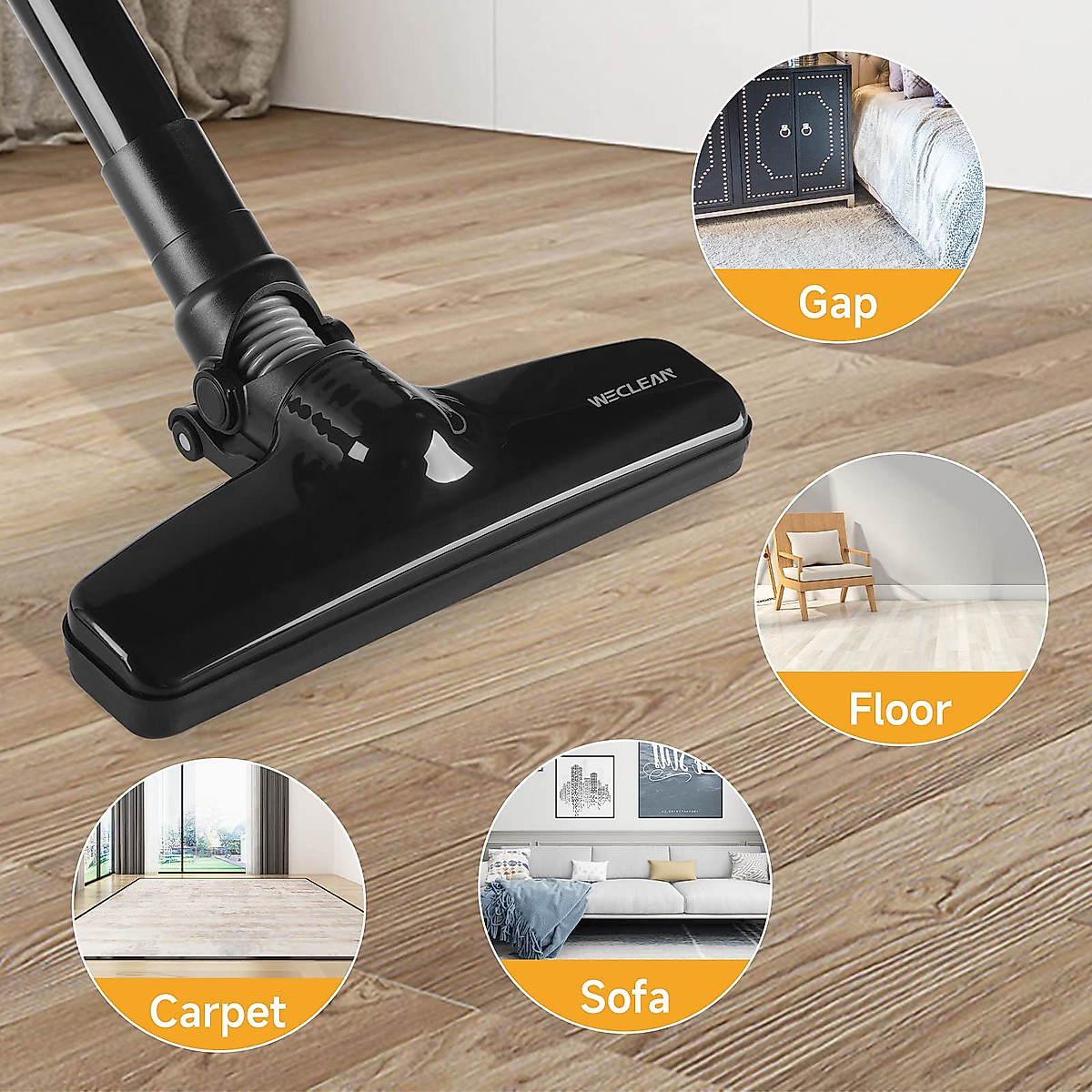 WECLEAN V3 Cordless Vacuum Cleaner, 8000pa, Up to 17 Minutes Runtime, 200w Powerful Suction Vac 3 in 1 Stick Vacuum Cleaner for Carpet Sweeper for Hard Floor & Pet, Black