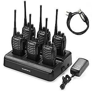 6pcs BAOFENG BF-888S Walkie Talkie for Adults, Long Range Two Way Radio, 1500mAh 16 CH, 6 Radios 6 Earpieces 1 Six-way Charger 1 Cable