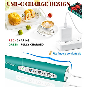 YUSWKO Milk Frother Handheld for Coffee, Rechargeable Drink Mixer with 3 Heads 3 Speeds Electric Coffee Frother Whisk, Gift for Many Occasions and Festival