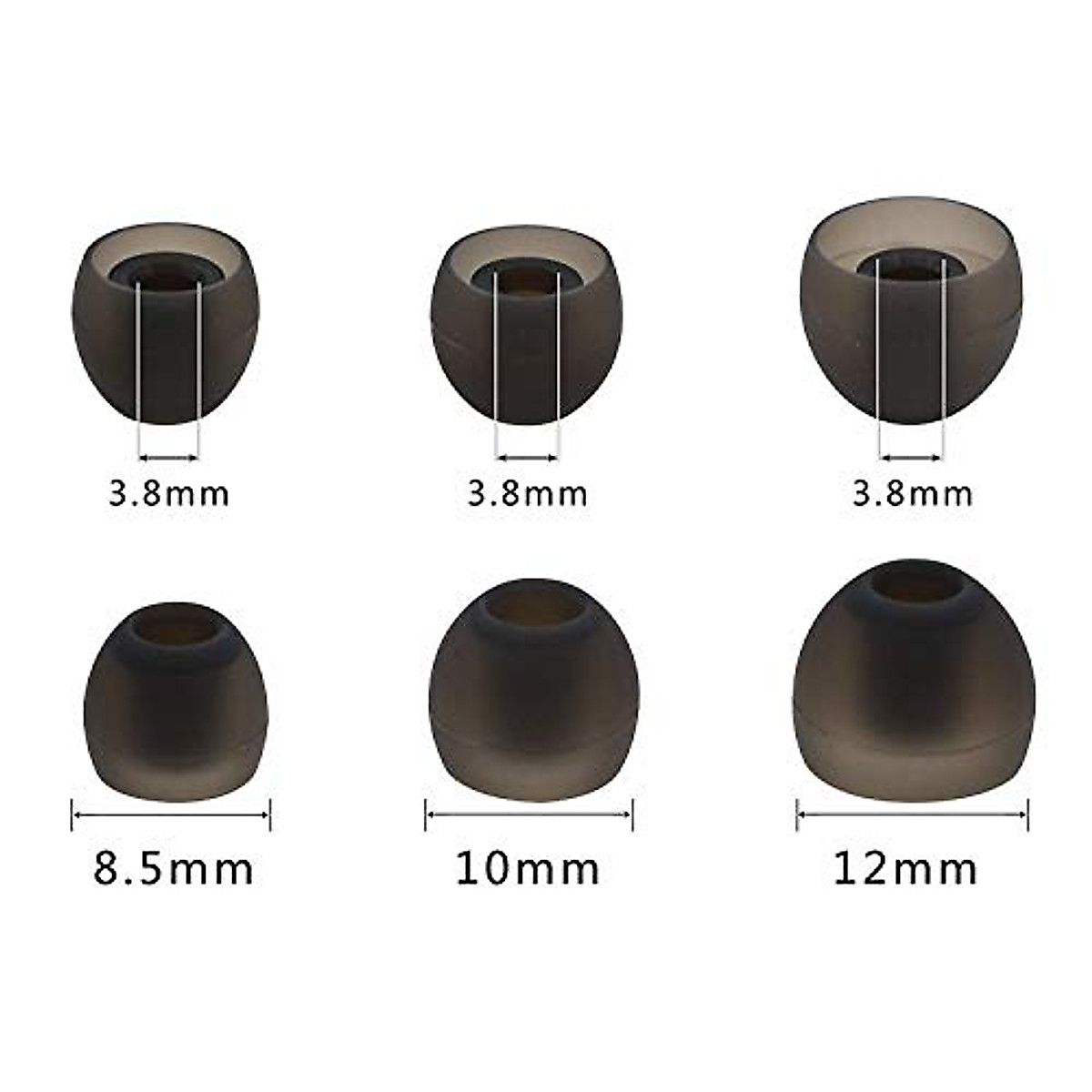 ALXCD Eartips for S10 S9 S9+ S8 Note8 Samsung AKG Earbud, SML 3 Sizes 6 Pairs Soft Silicone Replacement Ear Tips for Galaxy S10 S9 S9+ S8 S8 Plus Note8 AKG Earphone 6 Pair, Drak Gray