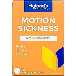 Hyland's Naturals Motion Sickness, Nausea Relief Tablets, All Natural Treatment for Car Sickness and Sea Sickness, 50 Co