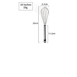 Stainless Steel Whisks(8,10 and 12 inches) Egg Beater Whisk for Baking and Cooking - Compact, Durable, and Versatile Kitchen Utensil for Mixing, Blending, and Whisking Ingredients