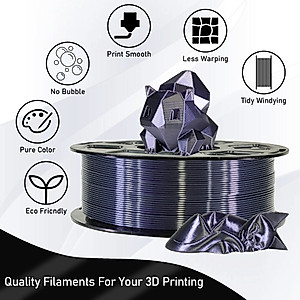 MIKA3D Silk Black Shiny PLA 3D Printing Filament, 1KG 2.2Lbs 3D Print Material with 1.75mm High Diameter Accuracy, Neatly Wound Silk PLA Widely Support for FDM 3D Printers