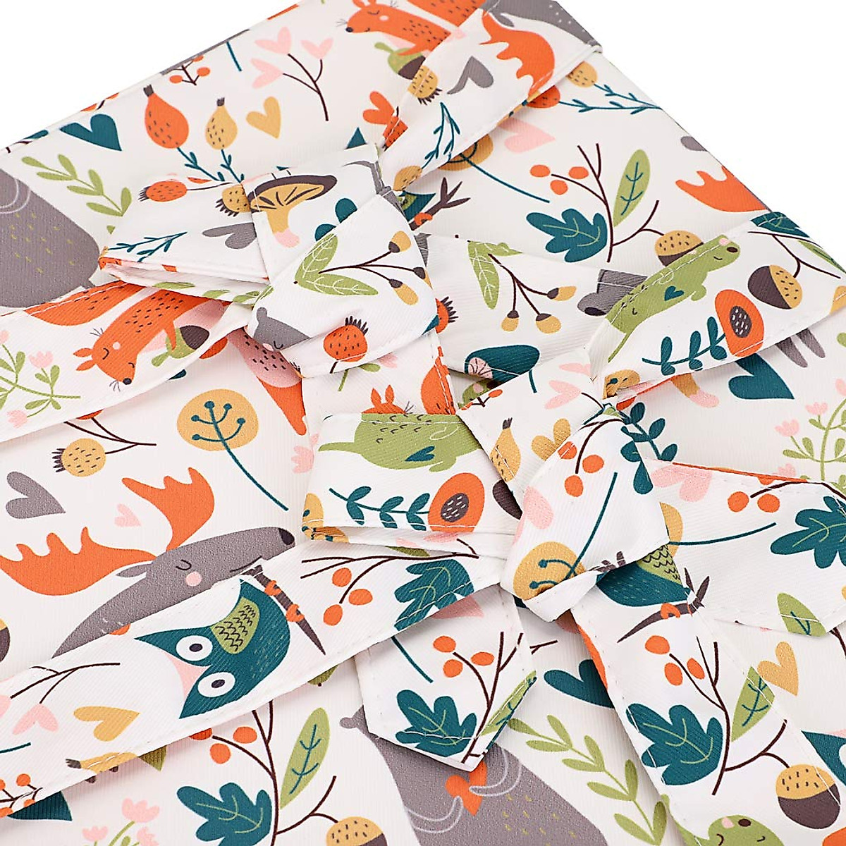 Sumnacon Chair Increasing Cushion - Baby Toddler Kids Infant Portable Dismountable Highchair Booster Cushion Washable Thick Chair Seat Cloth Straps,Animal Forest White