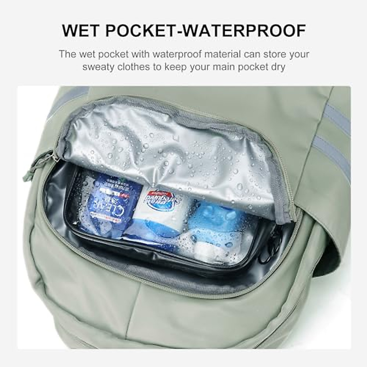 Gym Backpack for Women with Shoes Compartment & Wet Pocket, Large Travel Backpack Waterproof, Sports Backpack Gym Bag,Green