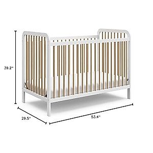 Storkcraft Pasadena 3-in-1 Convertible Crib (White with Driftwood) – GREENGUARD Gold Certified, Converts to Daybed and Toddler Bed, Fits Standard Full-Size Crib Mattress, Adjustable Mattress Height