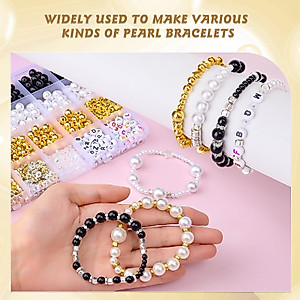 JADVY 1800 pcs Pearl Beads for Jewelry Making Kit with Spacer Beads, Black/White/Gold Pearl Beads for Bracelets, Necklaces, Earrings, DIY Pearls Bracelet Making Kit, Pearl Beads & Bead Assortments