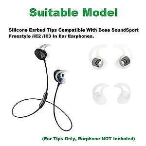 CYADCI Earbud Tips Medium 3 Pairs Soft and Comfortable Silicone Earbud Tips Noise Isolation Tips White Earbud Replacement Tips Compatible with Bose SoundSport Freestyle /IE2 /IE3 Earphones