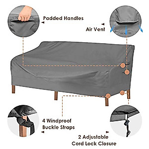 Vailge Heavy Duty Patio Sofa Cover, 100% Waterproof 3-Seater Outdoor Sofa Cover,Lawn Patio Furniture Covers with Air Vent and Handle,79" Wx 37" Dx 35" H,Grey