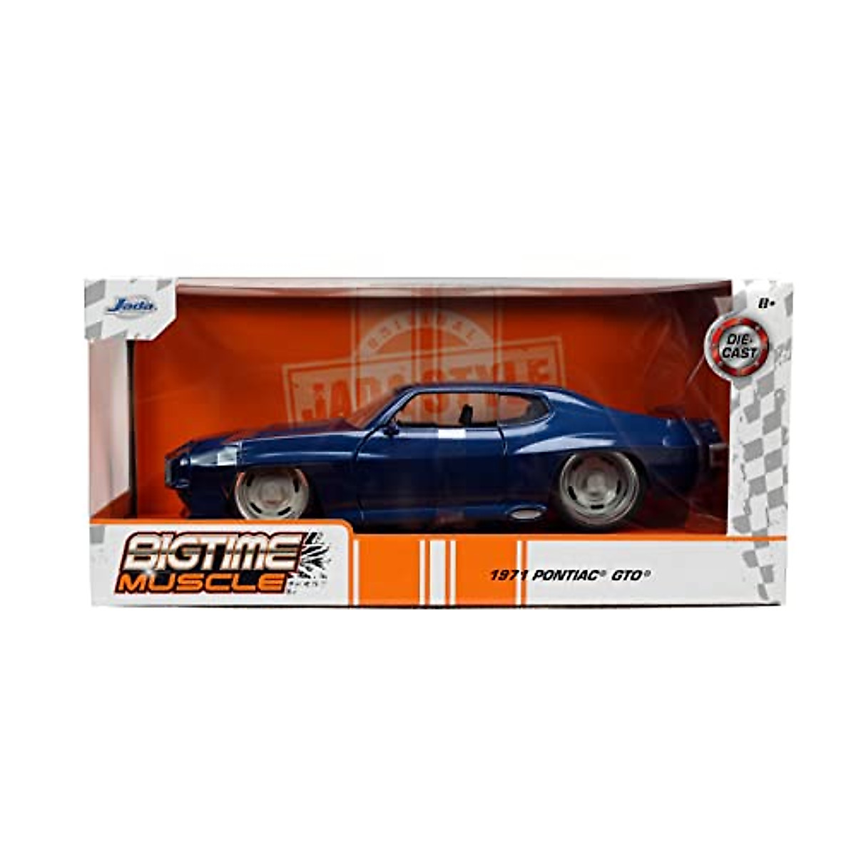 Big Time Muscle 1:24 1971Pontiac GTO Die-cast Car Dark Blue, Toys for Kids and Adults
