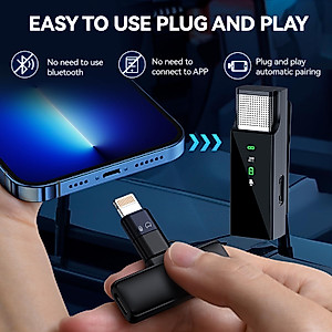 OFFBAIKU 2 Pack Wireless Lavalier Microphone for iPhone iPad Android Video Recording Mini Microphone Clip on Lav Mic with Noise Cancelling & Charging Case for Interview,Vlog,YouTube,Tiktok.