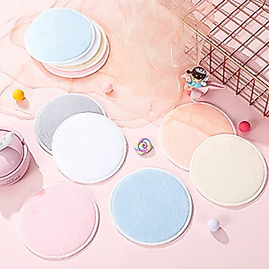 60 Pcs Nursing Breast Pads + 1 Laundry Bag + 1 Travel Storage Bag Washable Reusable Breast Pads Absorbent Leak Protected Breastfeeding Nipple Pads for Maternity Mom Breastfeeding (4.7 Inch)