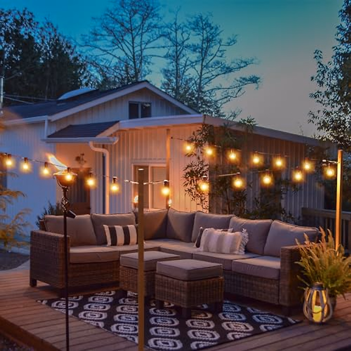 UGarden String Light Hanging Kit with 170ft Coated Stainless Steel 304 Tension Wire Rope, Outdoor Light Guide Wire kit, String Lights Suspension Kit
