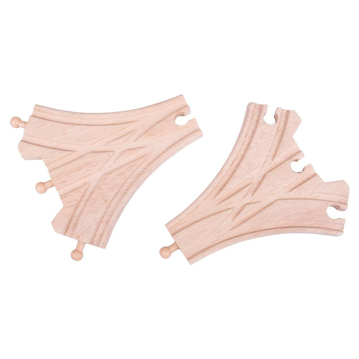 Bigjigs Rail Three Way Points (Pack of 2) - Other Major Wooden Rail Brands are Compatible